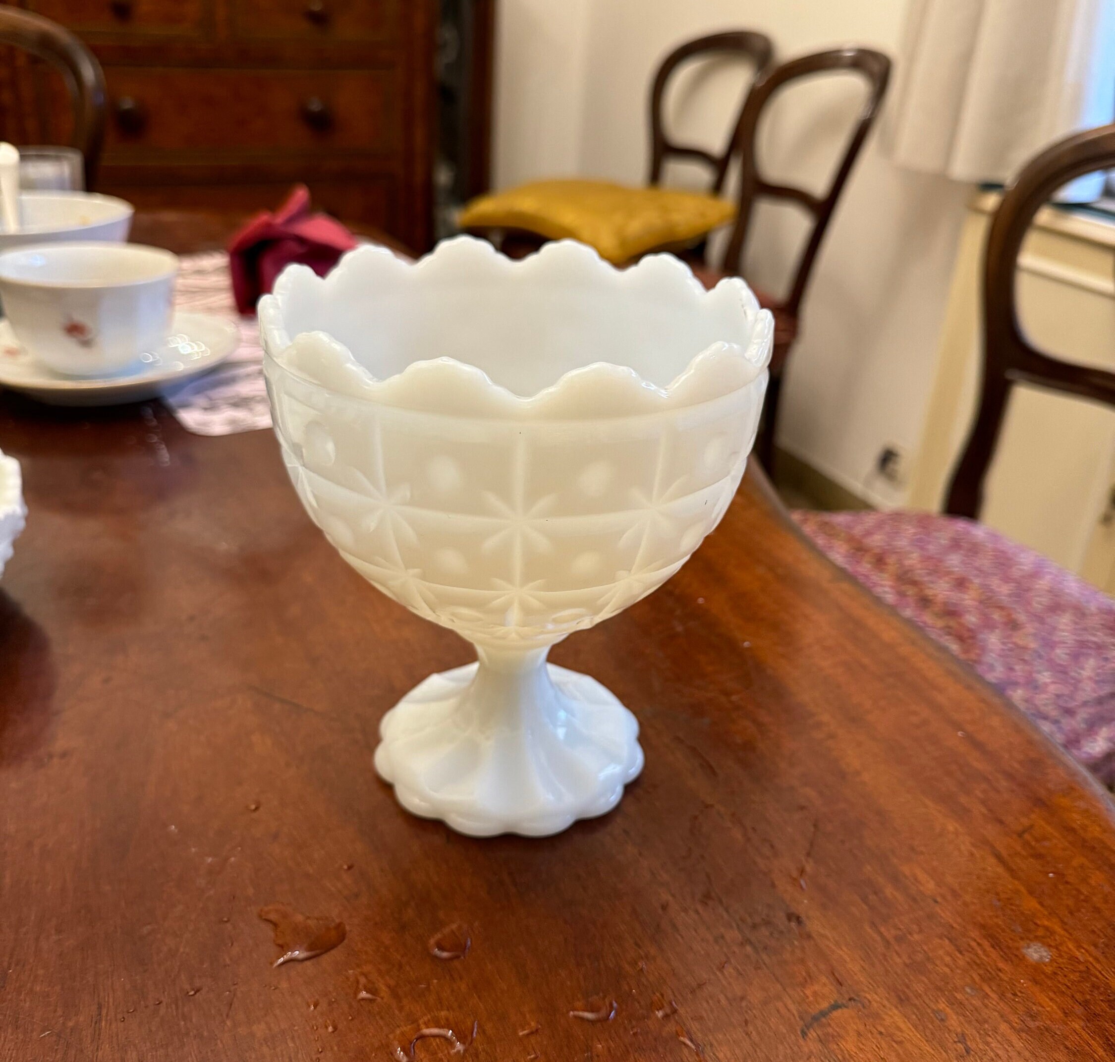 Vintage NAPCO Milk Glass Compote/candy Dish/planter - #1185 - Starburst ...