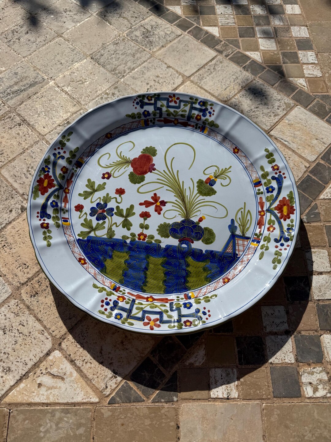 Vintage CACF Faenza Pottery Blue Carnation Italian Serving Plate, 14,3 ...