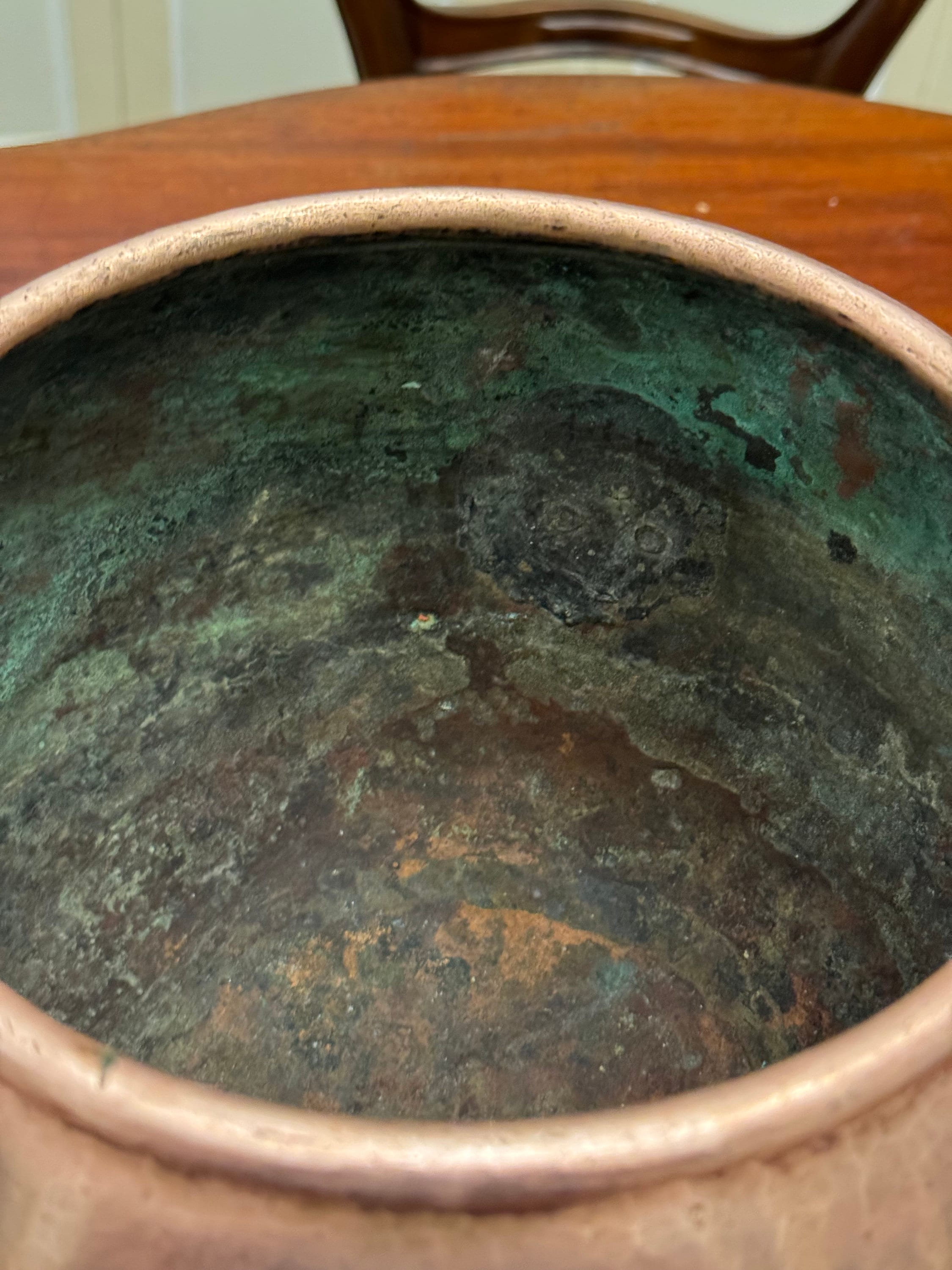 Vintage Copper Calderon With Three Iron Feet and Long Handle. Italy ...