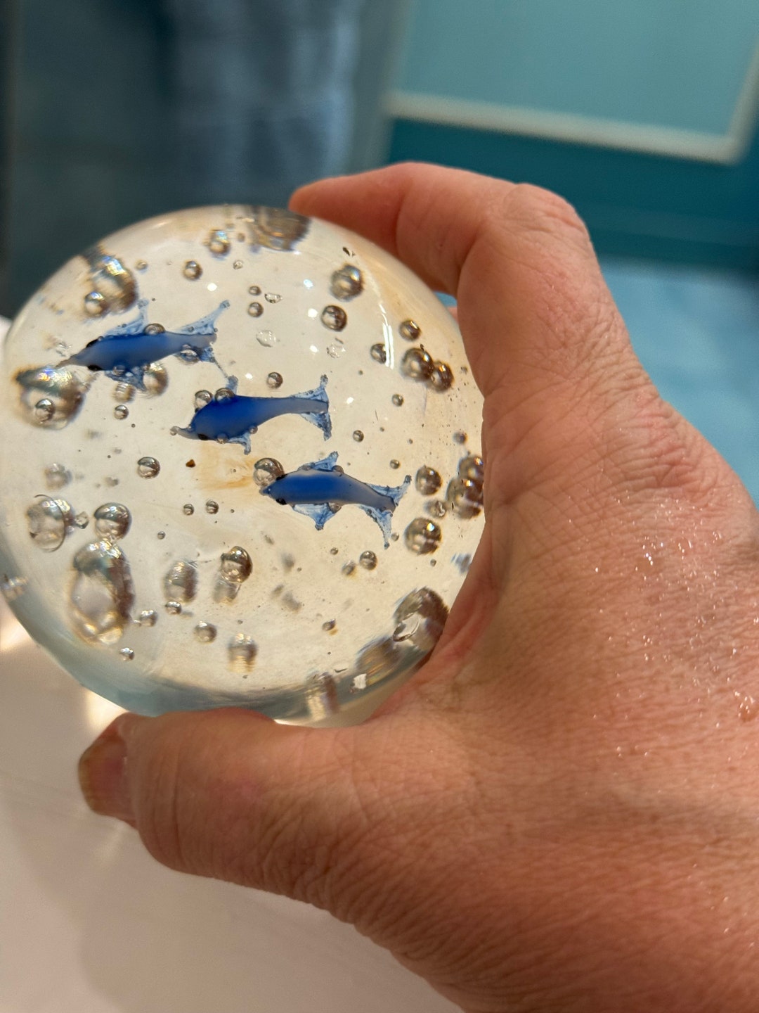 Vintage Fermacarte Murano Con Pesci E Bolle D'acqua. Vintage Murano ...