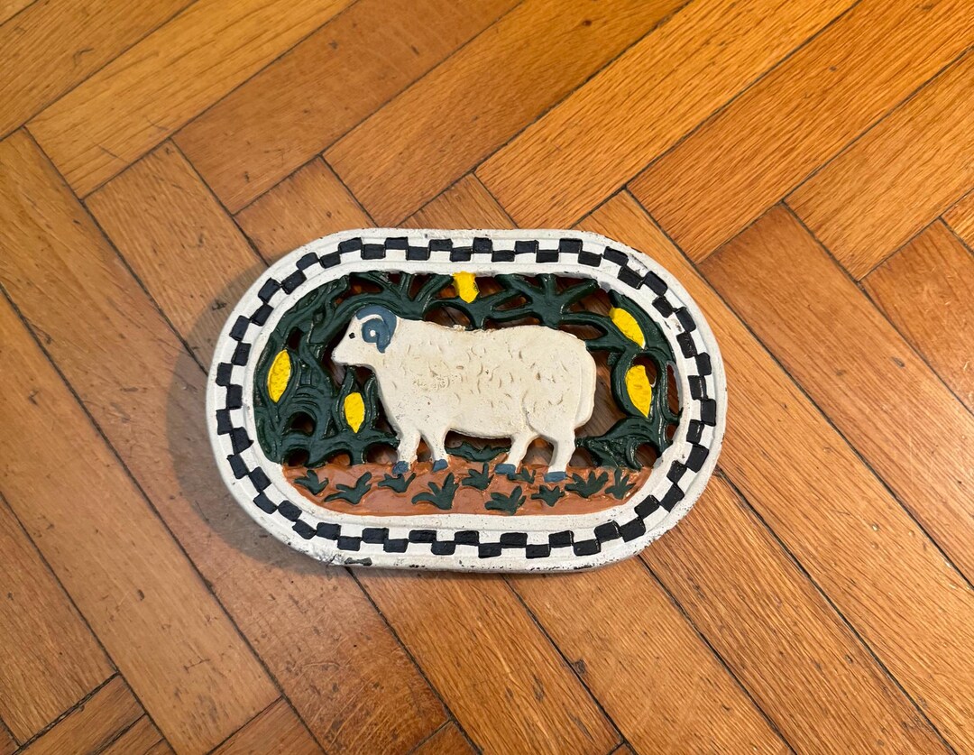 Vintage Trivet Cast Iron With Ram or Sheep. Sottopentola Ghisa Con ...