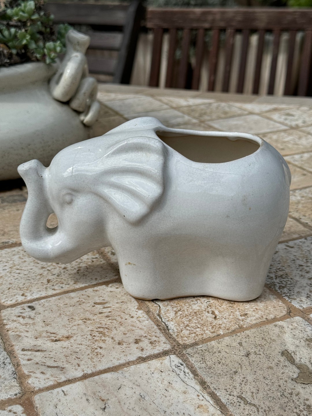 Vintage White Elephant Planter Small. Piccolo Elefantino Portavaso Di ...