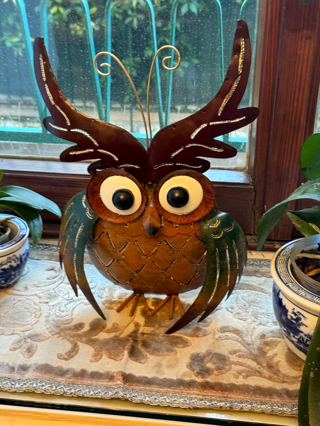 Vintage Colored Metal Owl Candle Holder or Incense Burner. Tea-light ...