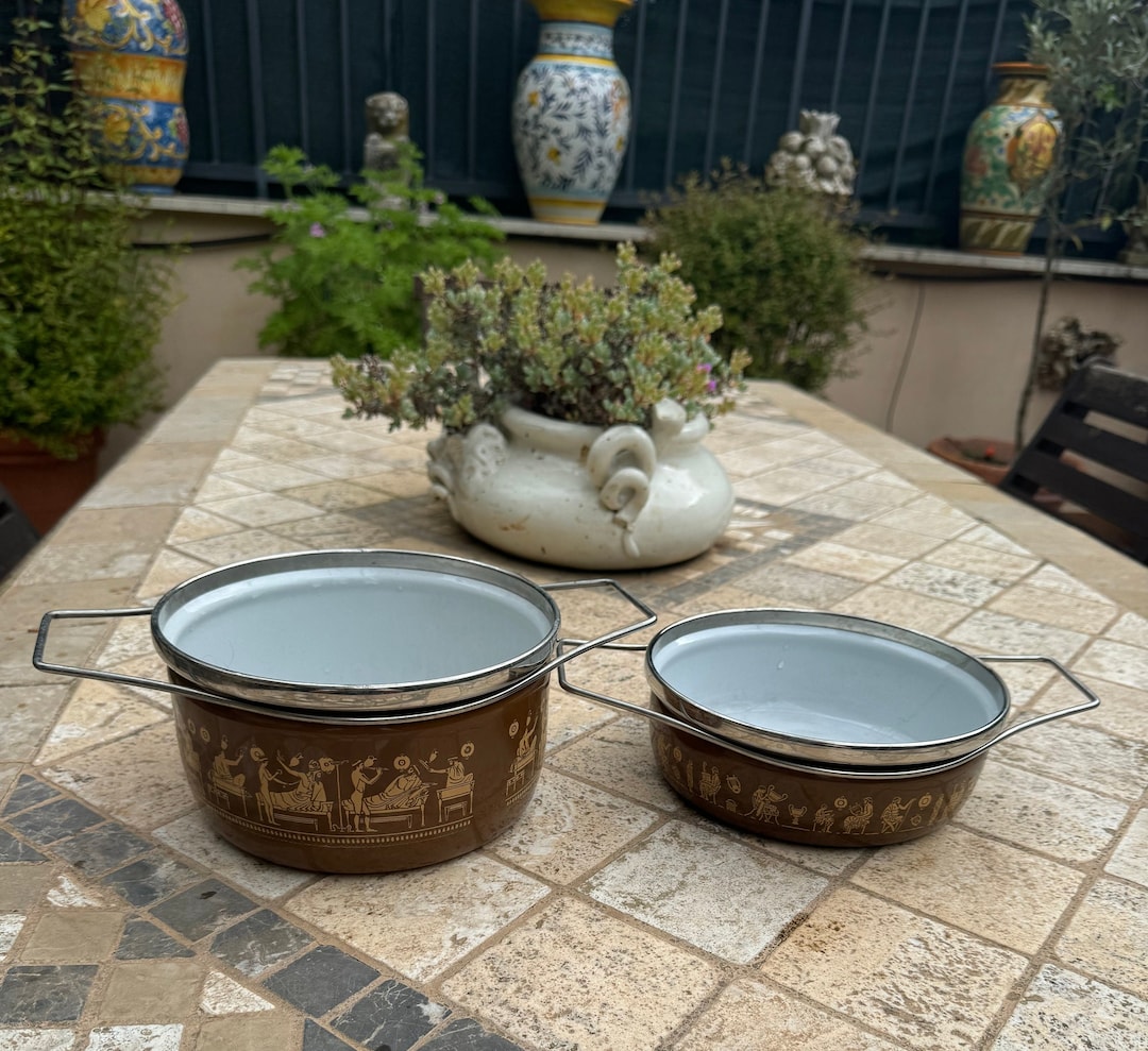 Two Vintage SILTAL Pots Decor Ancient Rome Brown and Yellow, Without ...