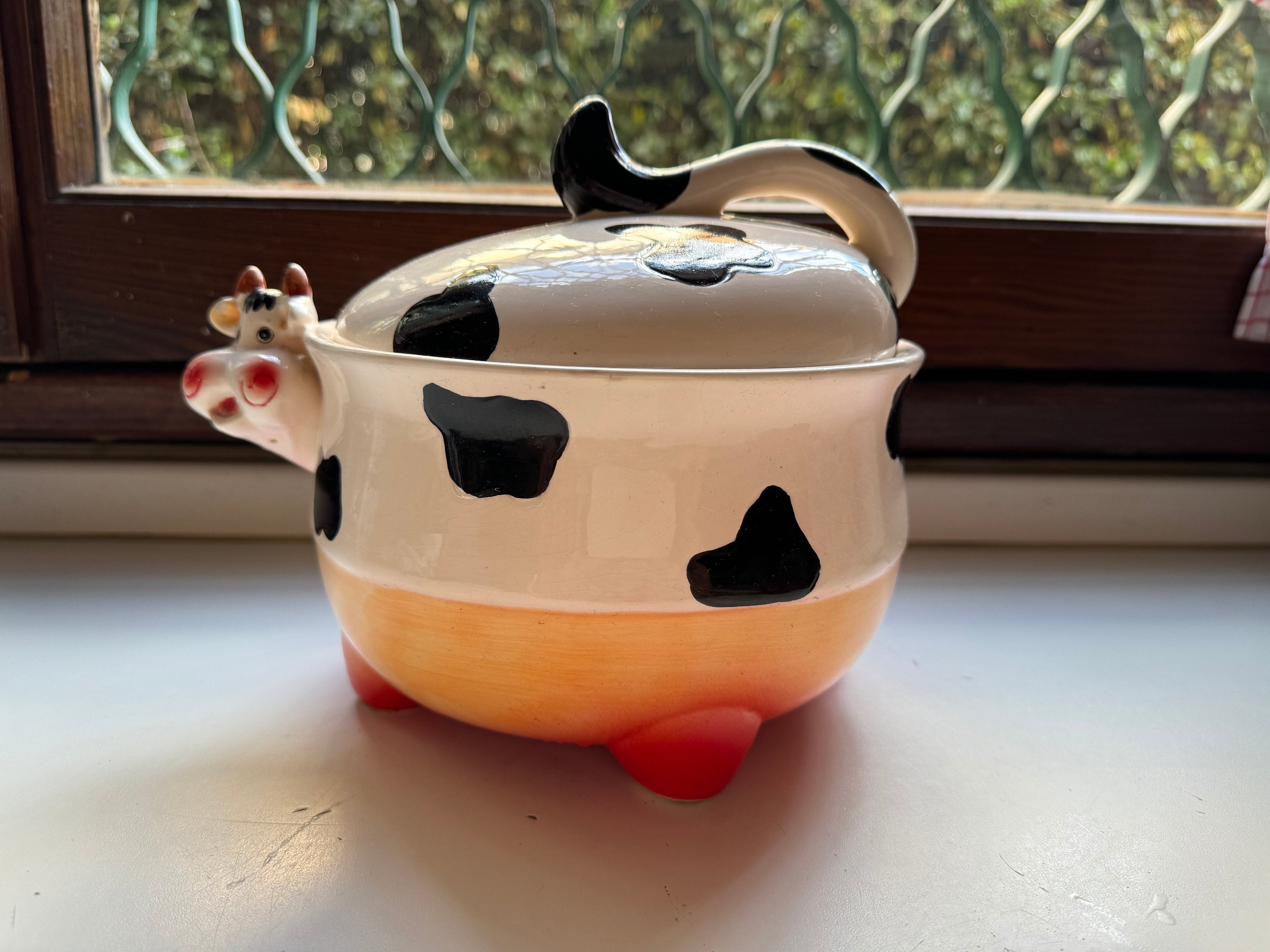 Vintage Grande Biscottiera Di Ceramica a Forma Di Mucca, Mucca a ...