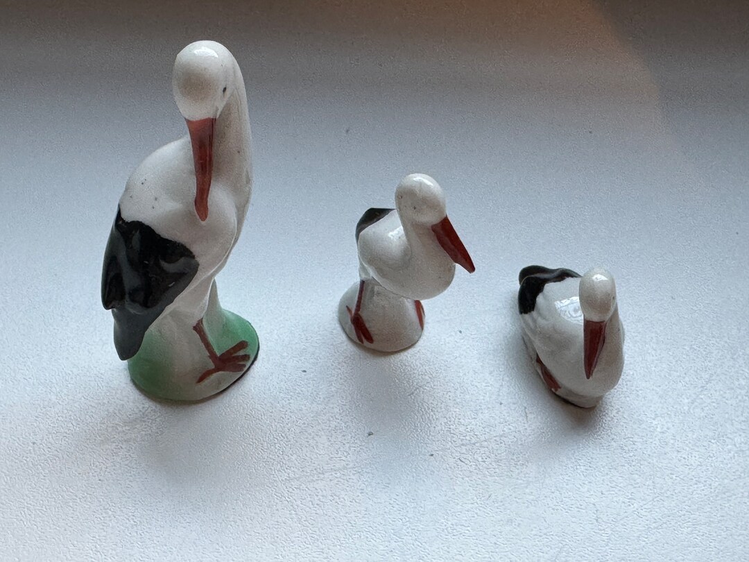 Stork Animal Family Bone China Miniature Japanese - Etsy