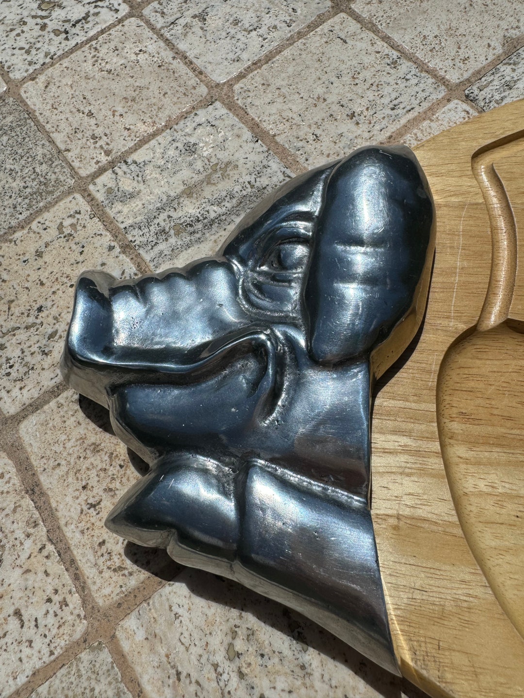Vintage Pig Charcuterie Wooden and Metal Cutting Board. Metal Head and ...