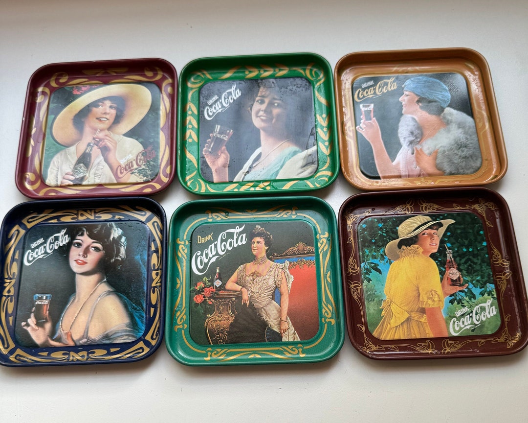 Coca-cola Coasters in Alluminio With Women From Italy With Decorations ...