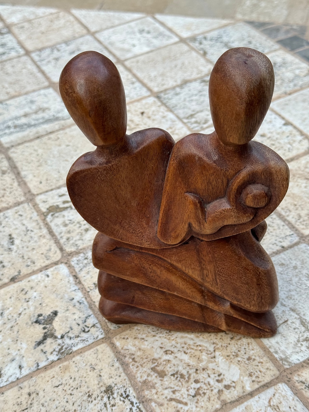 Vintage Family Statue Father, Mother, Child in Jempinis Wood Indonesia ...