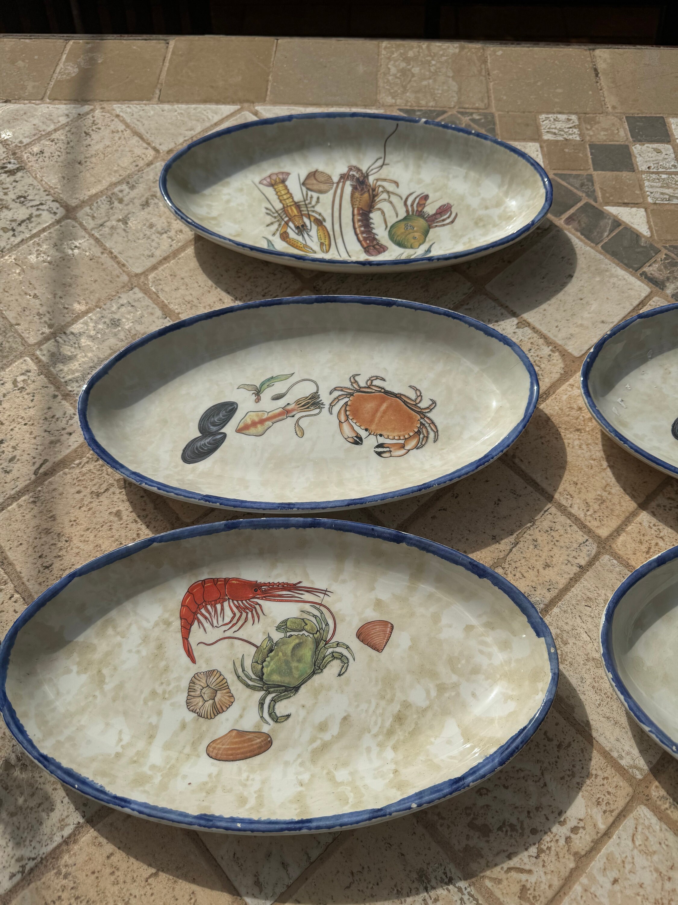 Vintage Ceramic Oval Plates, Crustacean Design, Set of 5 - Etsy