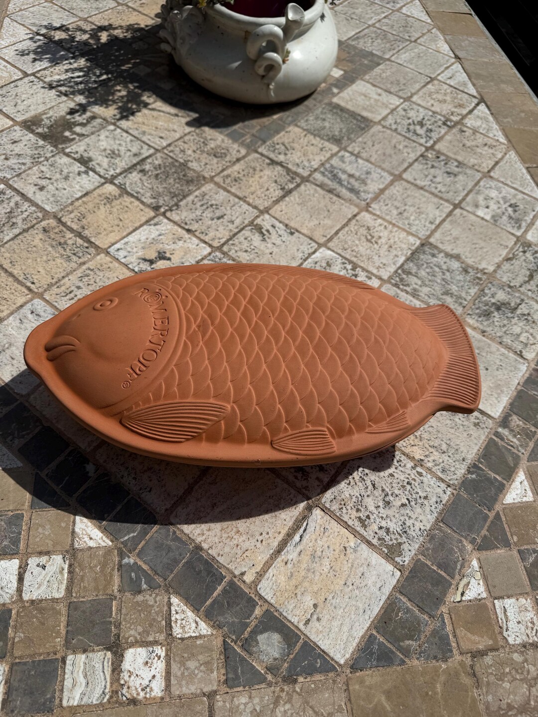 ROMERTOPF 112 Terracotta Clay Fish Baking / Casserole Dish Oval 15 Inc ...