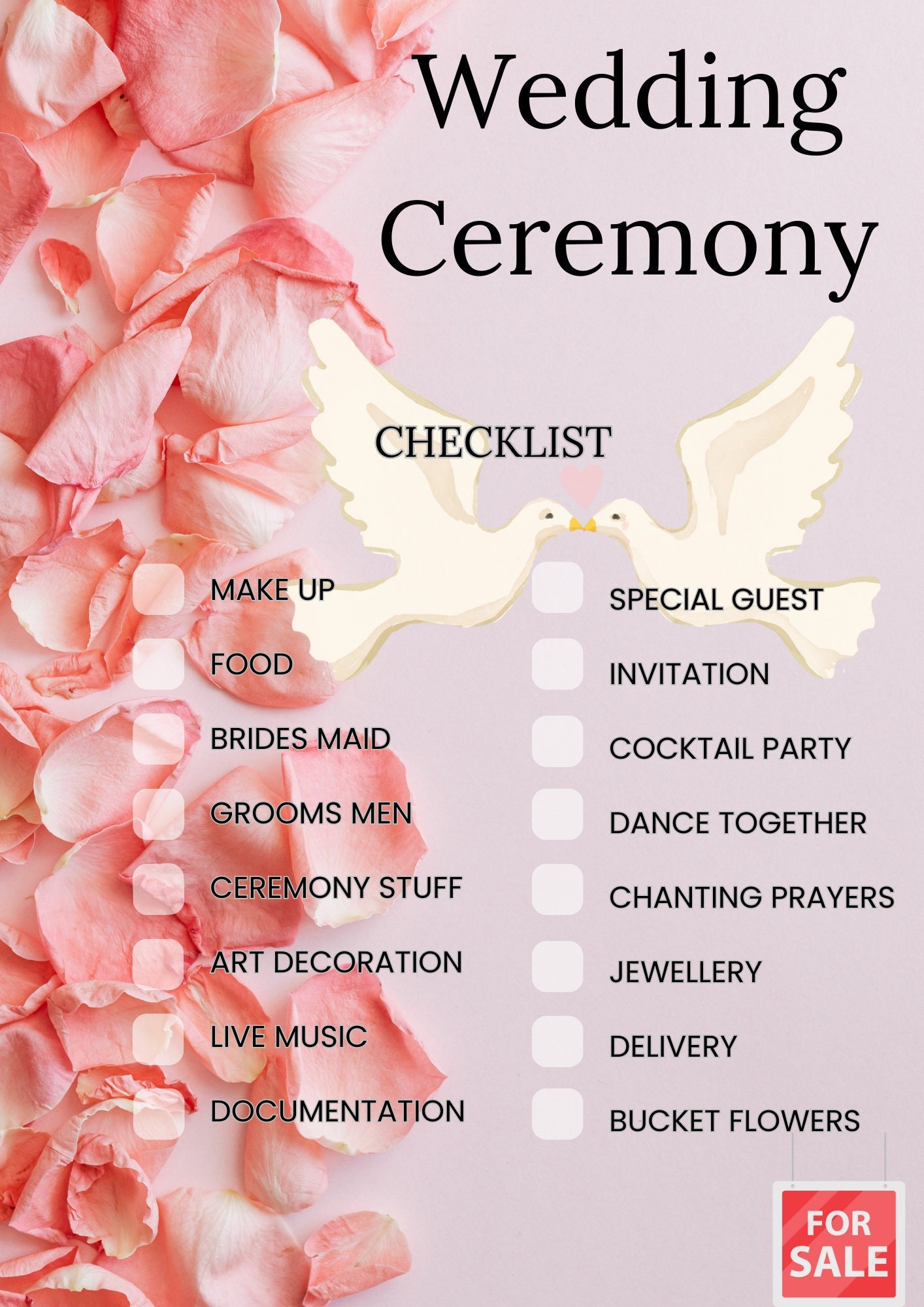 Wedding Ceremony Checklist - Etsy