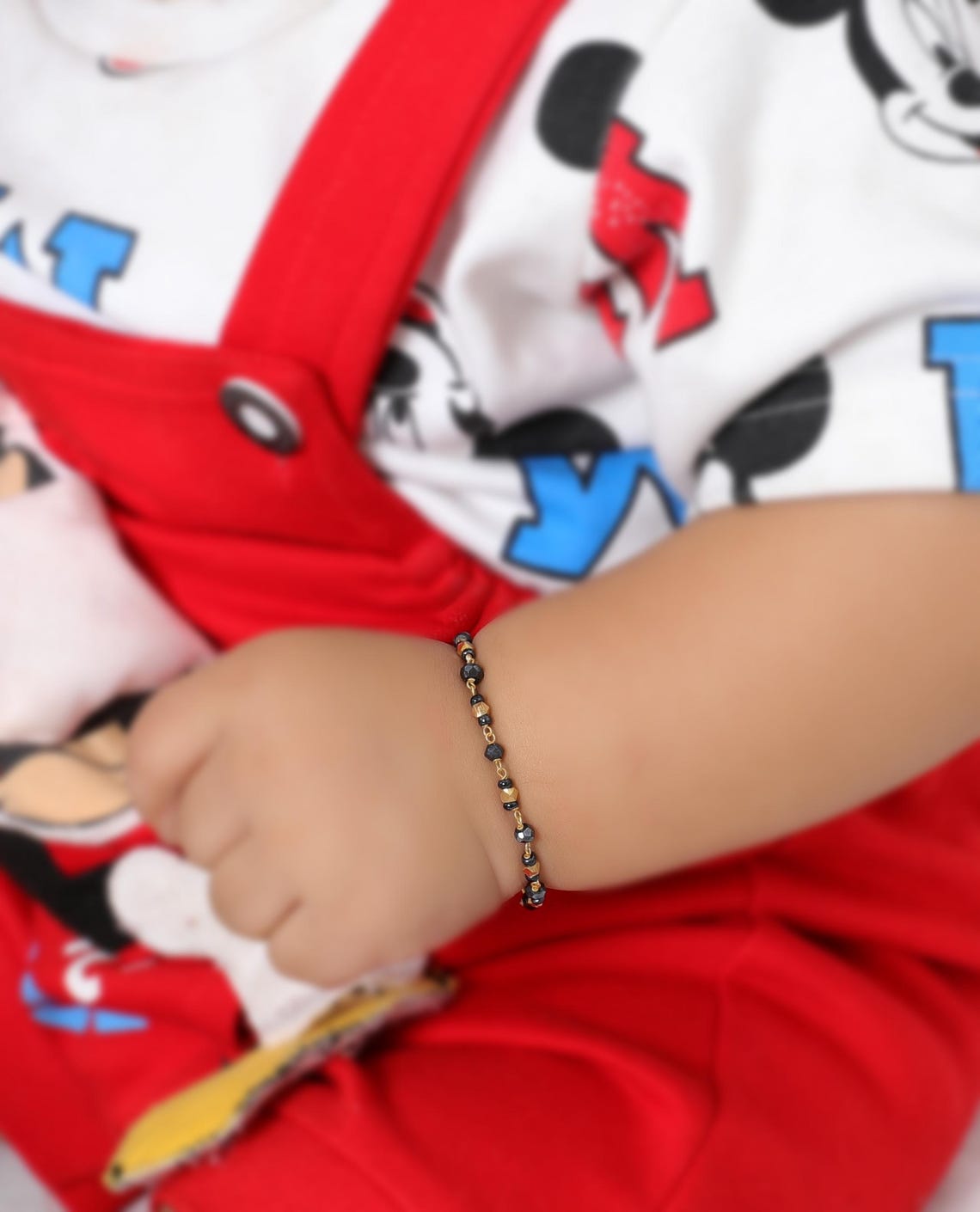 Sterling Silver Black Beaded Bracelet for Babies With Gold Filled Beads ...