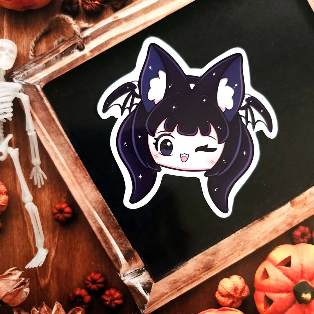 Kawaii Chibi Girl Vinyl Sticker - Stickers - Chibi - Cute Chibi Bat ...
