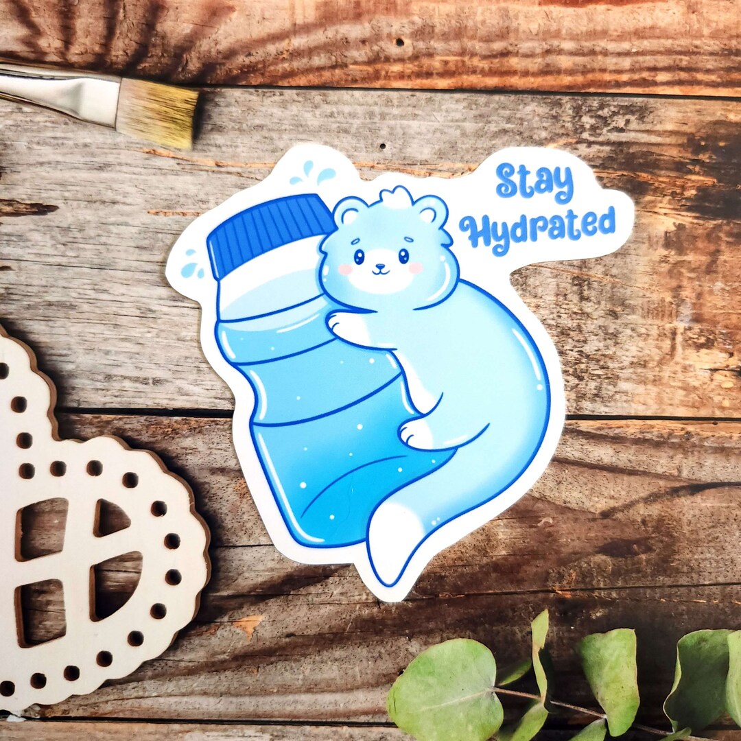 Kawaii Otter and His Bottle Glossy Vinyl Sticker - Stickers - Otter ...