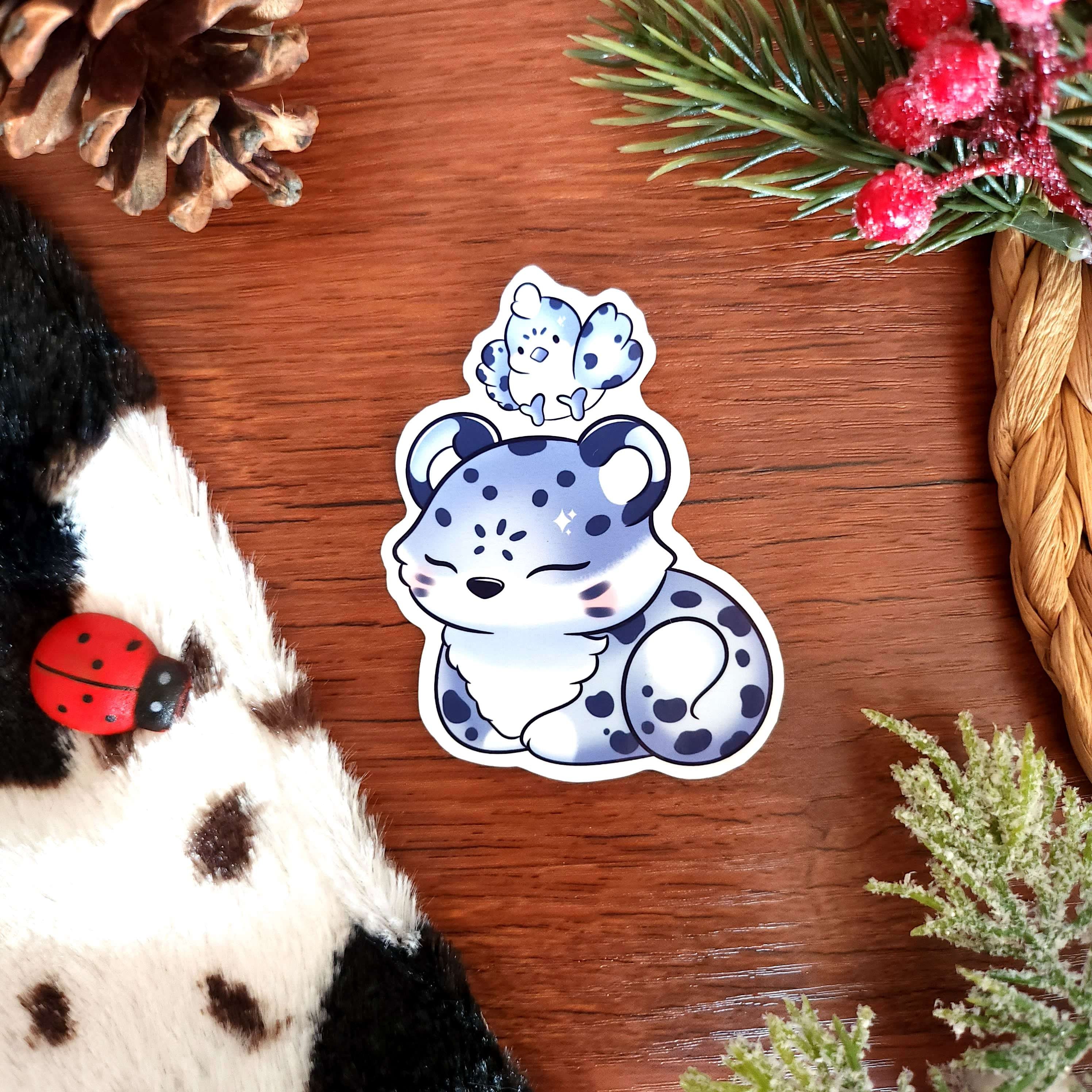 Kawaii Snow Leopard Glossy Vinyl Sticker Stickers Snow Leopard - Etsy
