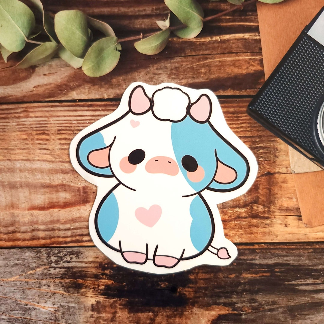 Cute Cow Glossy Vinyl Sticker - Stickers - Cotton Candy Cow - Etsy