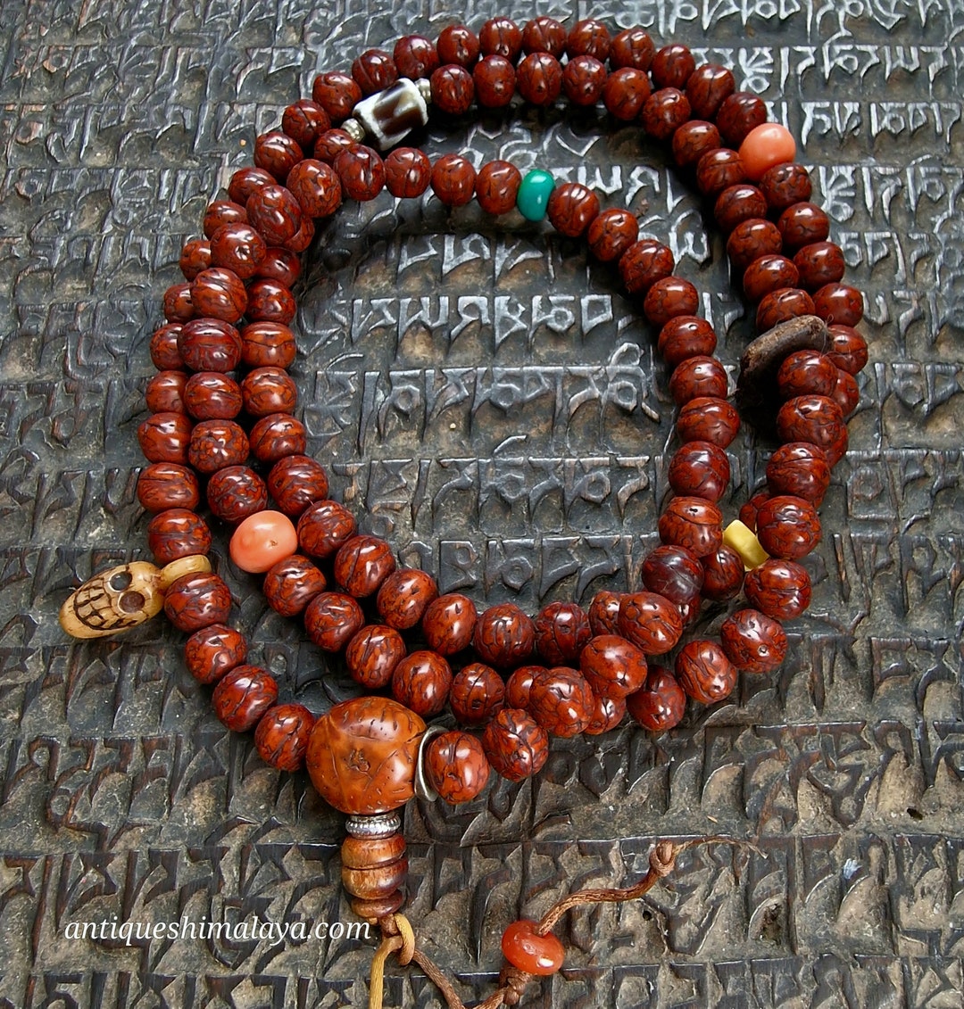 Tibetan 108 Bodhi mala old, mala prayer beads, Himalayan antique old ...