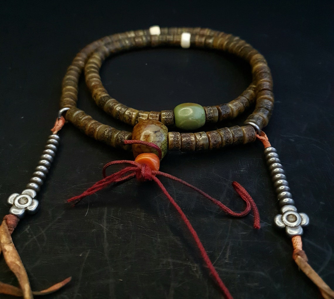 Tibetan Kapala 108 Mala Old, Mala Prayer Beads, Mala Bodhi 108 ...