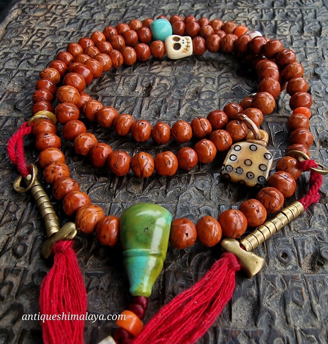 Tibetan 108 Bodhi Mala, Old Mala Prayer Beads, Himalayan Antique Old ...