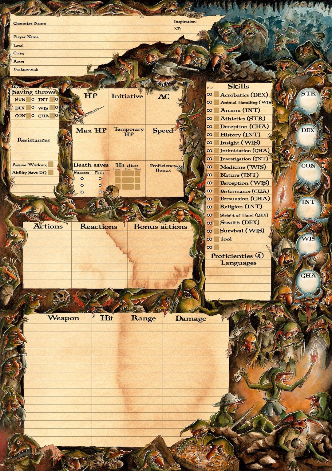 Custom Character Sheet - Goblin - Etsy