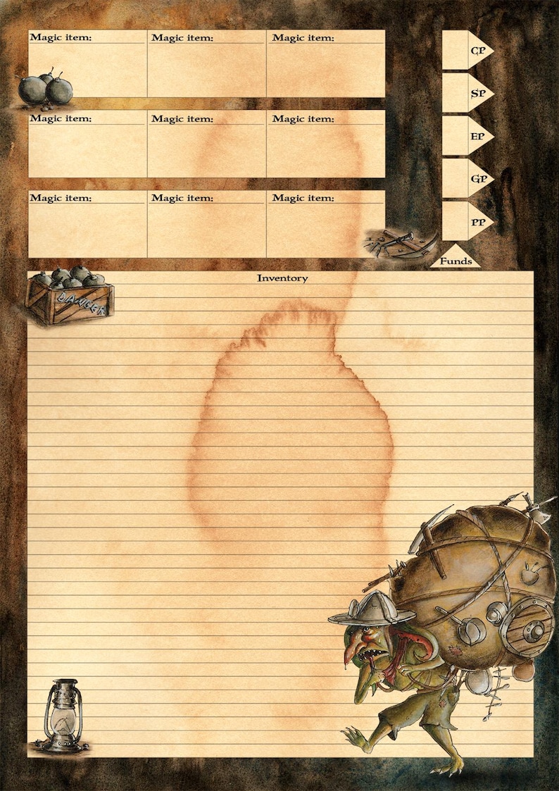 Custom Character Sheet - Goblin - Etsy