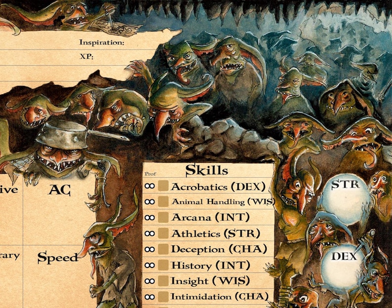 Custom Character Sheet - Goblin - Etsy