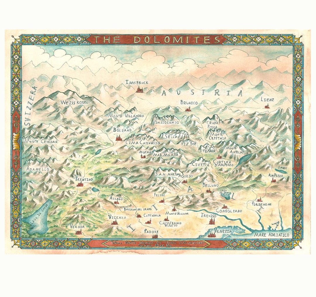Map of the Dolomites - Etsy