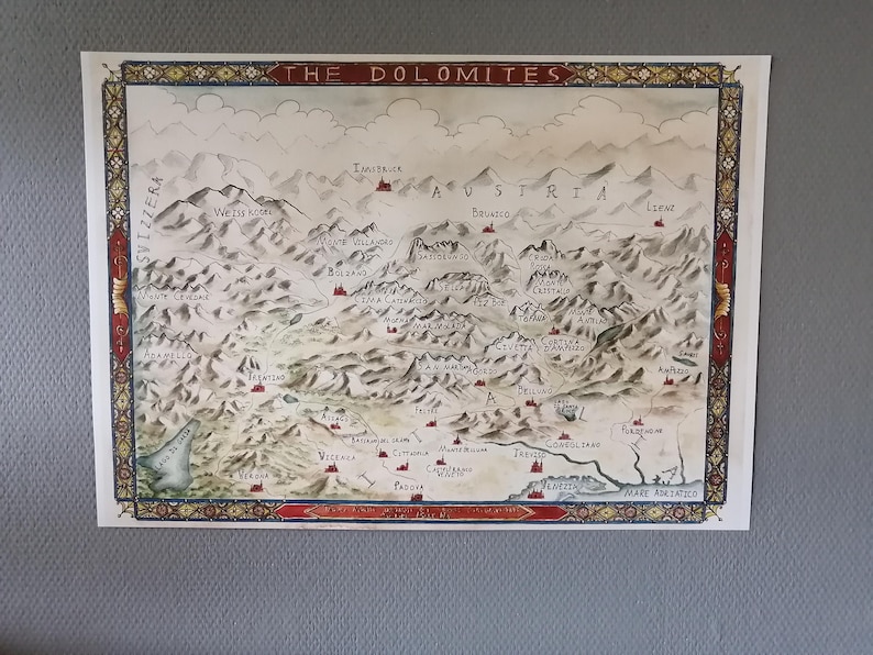 Map of the Dolomites - Etsy