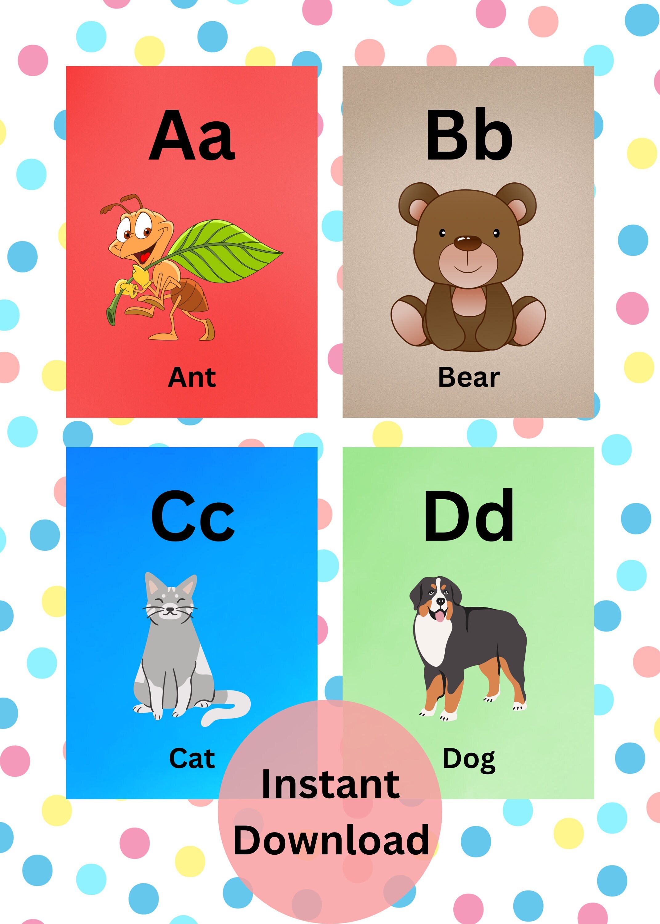 Animal Alphabet Card Set Alphabet Flash Cards Abc Nursery Wall Cards ...