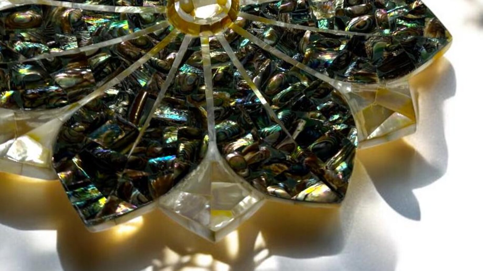 9" Marble Abalone Shell Fruits Inlay Bowl Kitchen & Dining Serving Tray ...