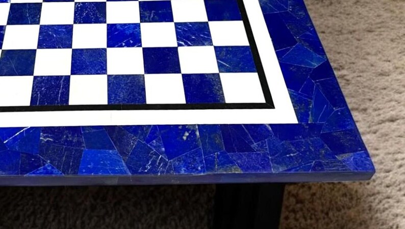 Crystal Lapis Lazuli Chess Table Tops || Hand Carved Inlay Chess Board ...