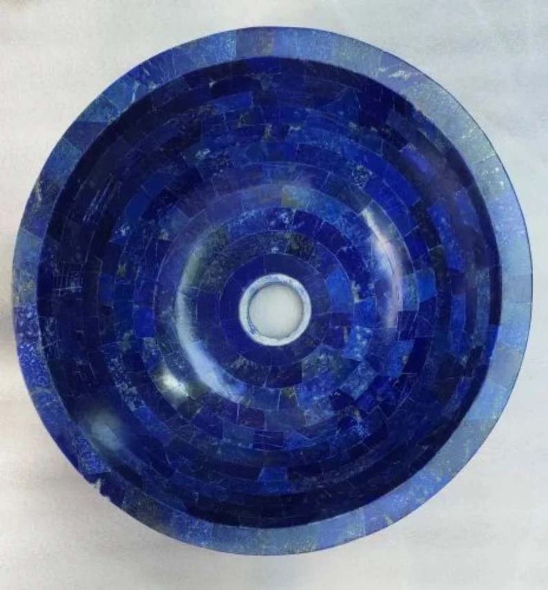Round Lapis Lazuli Bathroom Accessories Vanity Top Random Gemstone ...