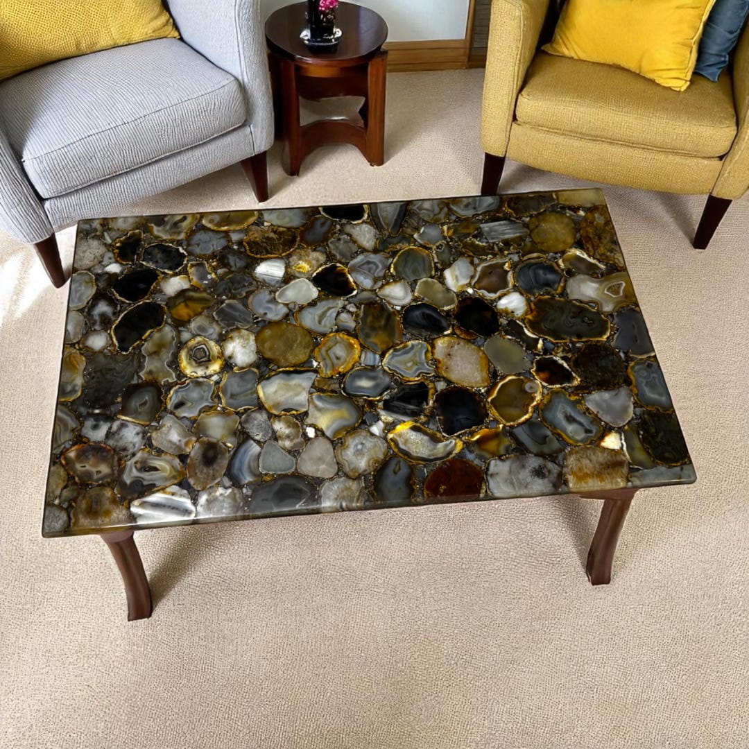 Rectangular Dining Table Top, Natural Agate Table, Agate Stone Side ...