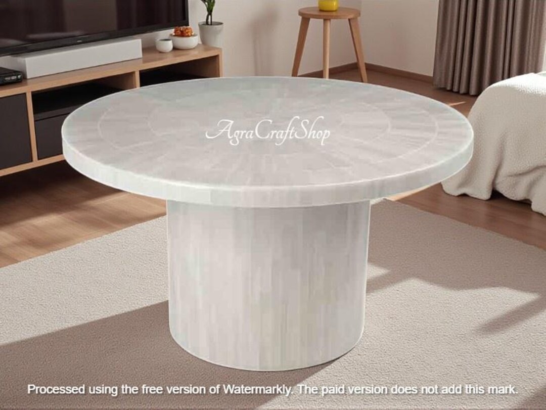 Handmade Selenite Stone Coffee Table Top: Sunburst Crystal Decor (30 ...