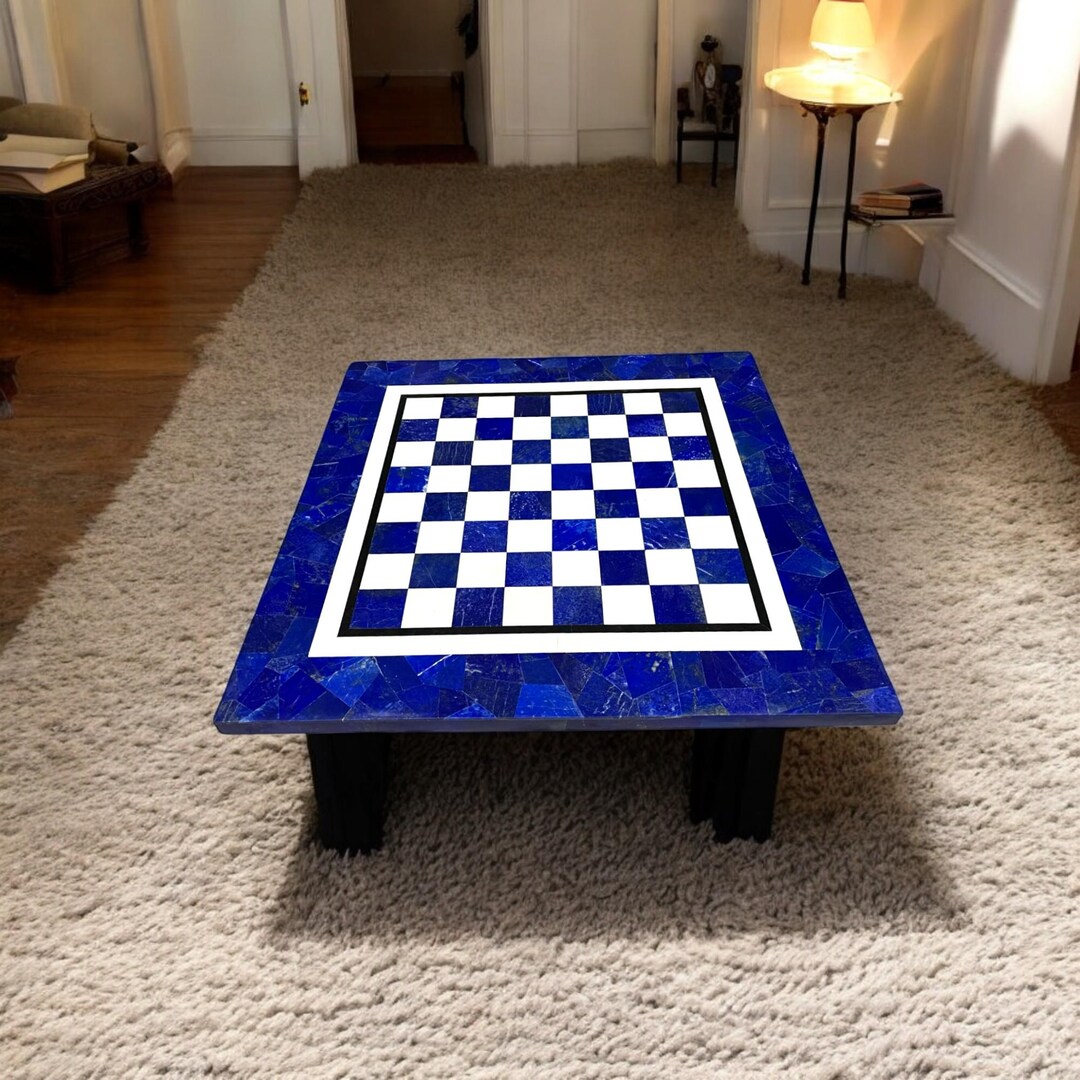 Crystal Lapis Lazuli Chess Table Tops || Hand Carved Inlay Chess Board ...