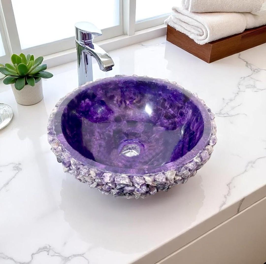Amethyst Sink, Round Wash Basin, Bathroom Sink, Gemstone Sink, Amethyst ...