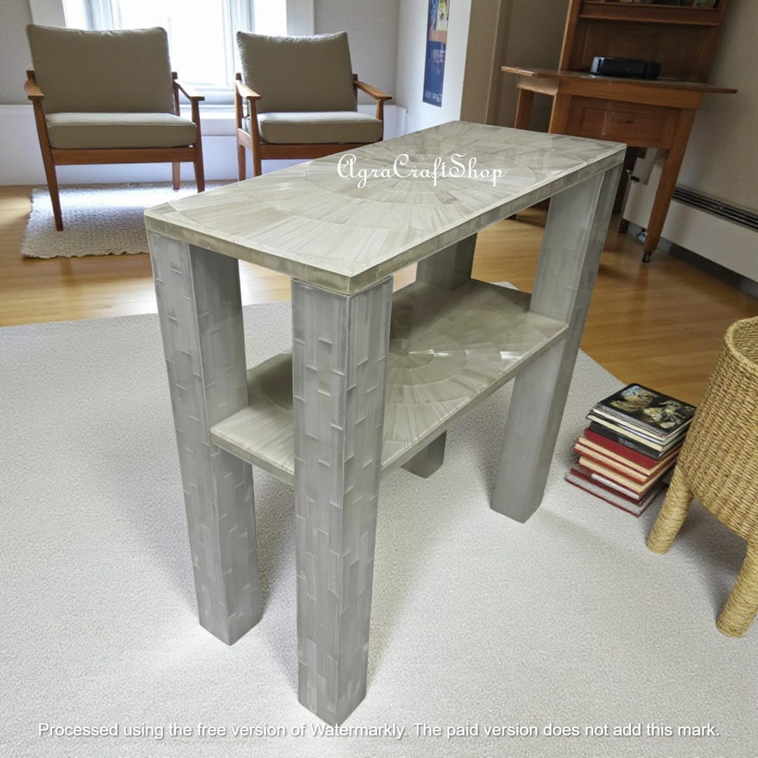 Handcrafted Selenite Crystal Dining Table: Sunburst Gemstone Slab, 4'x2 ...