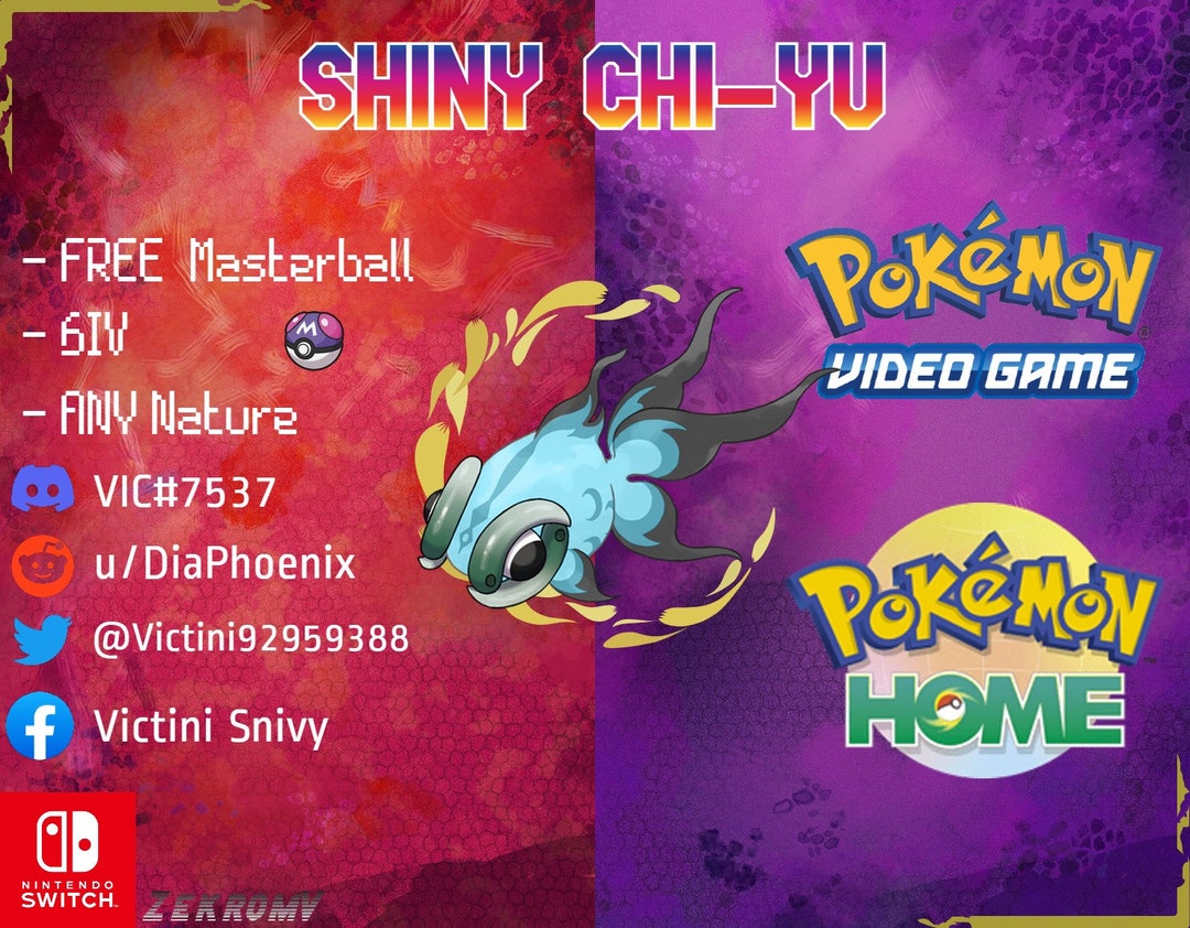 6IV Level 1 Pokemon Scarlet and Violet SHINY Chi-yu FREE Masterball - Etsy