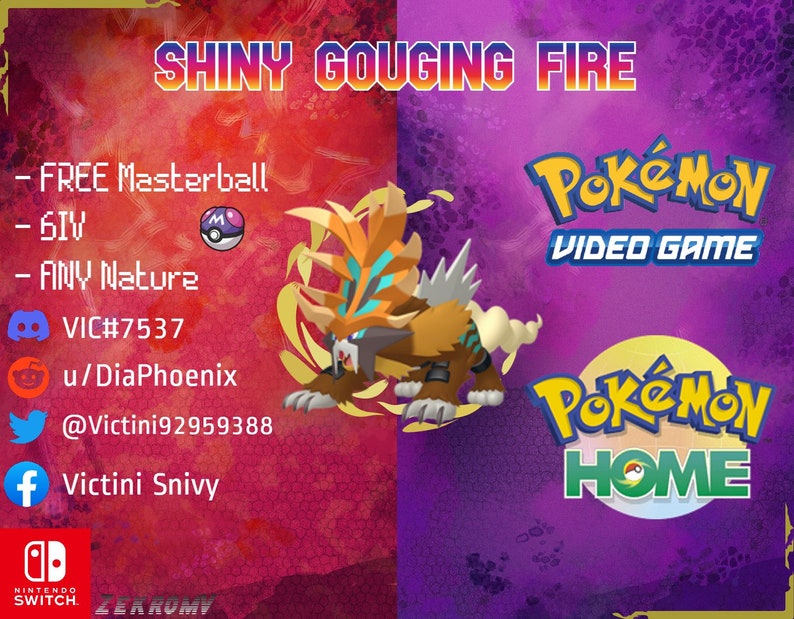 6IV Level 1 Pokemon Scarlet and Violet SHINY Gouging Fire FREE ...