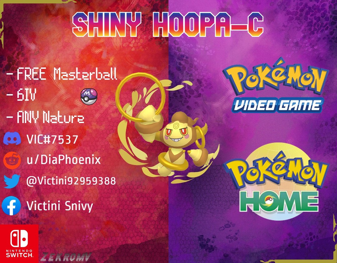 6IV Level 1 Pokemon Scarlet and Violet SHINY Hoopa Confined FREE Masterball - Etsy