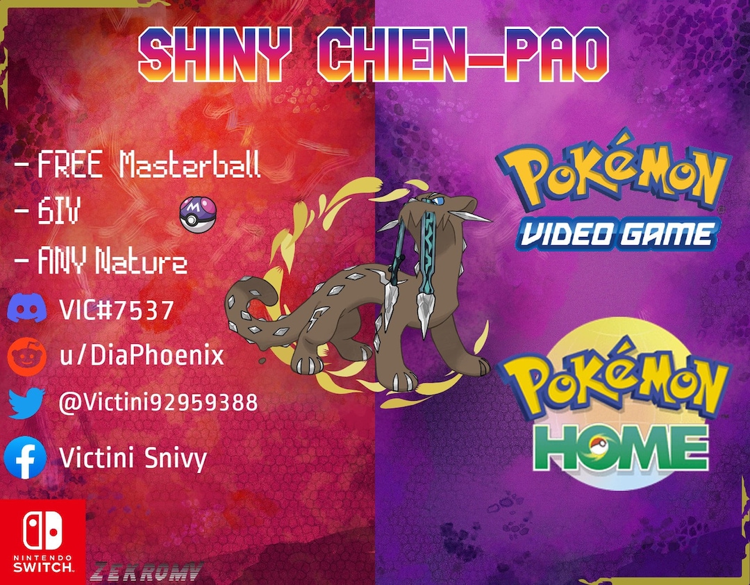 6IV Level 1 Pokemon Scarlet and Violet SHINY Chien-pao FREE - Etsy
