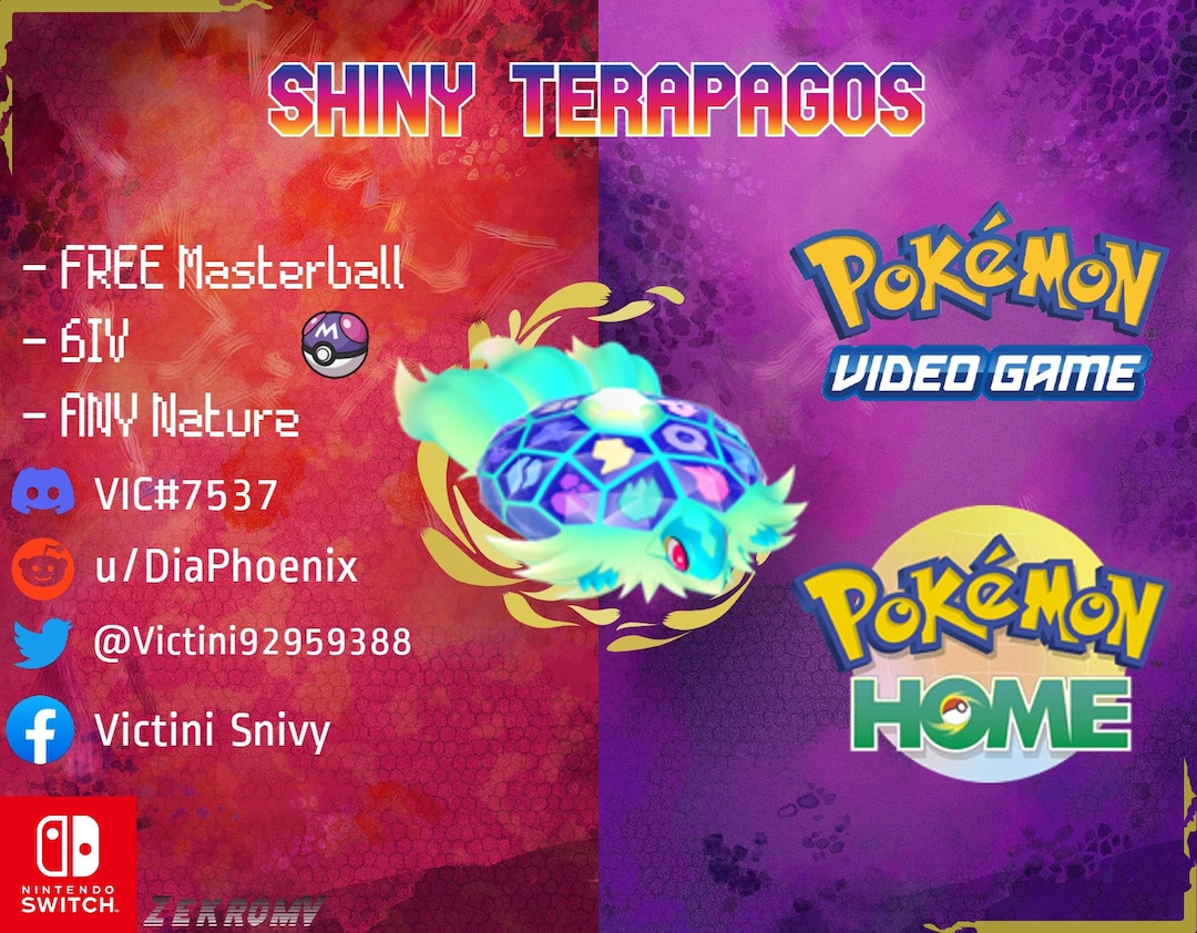 6IV Level 1 Pokemon Scarlet and Violet SHINY Terapagos FREE Masterball ...