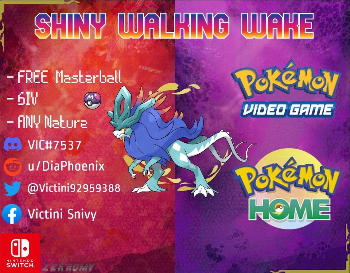 6IV Level 1 Pokemon Scarlet and Violet SHINY Walking Wake FREE Masterball - Etsy