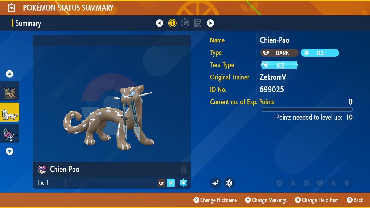 6IV Level 1 Pokemon Scarlet and Violet SHINY Chien-pao FREE - Etsy