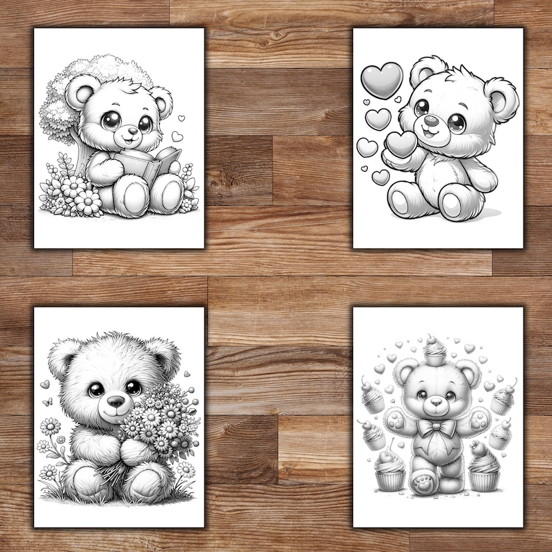 Teddy Bear Coloring Pages for Kids and Adults, 35 Cute Bears Coloring ...