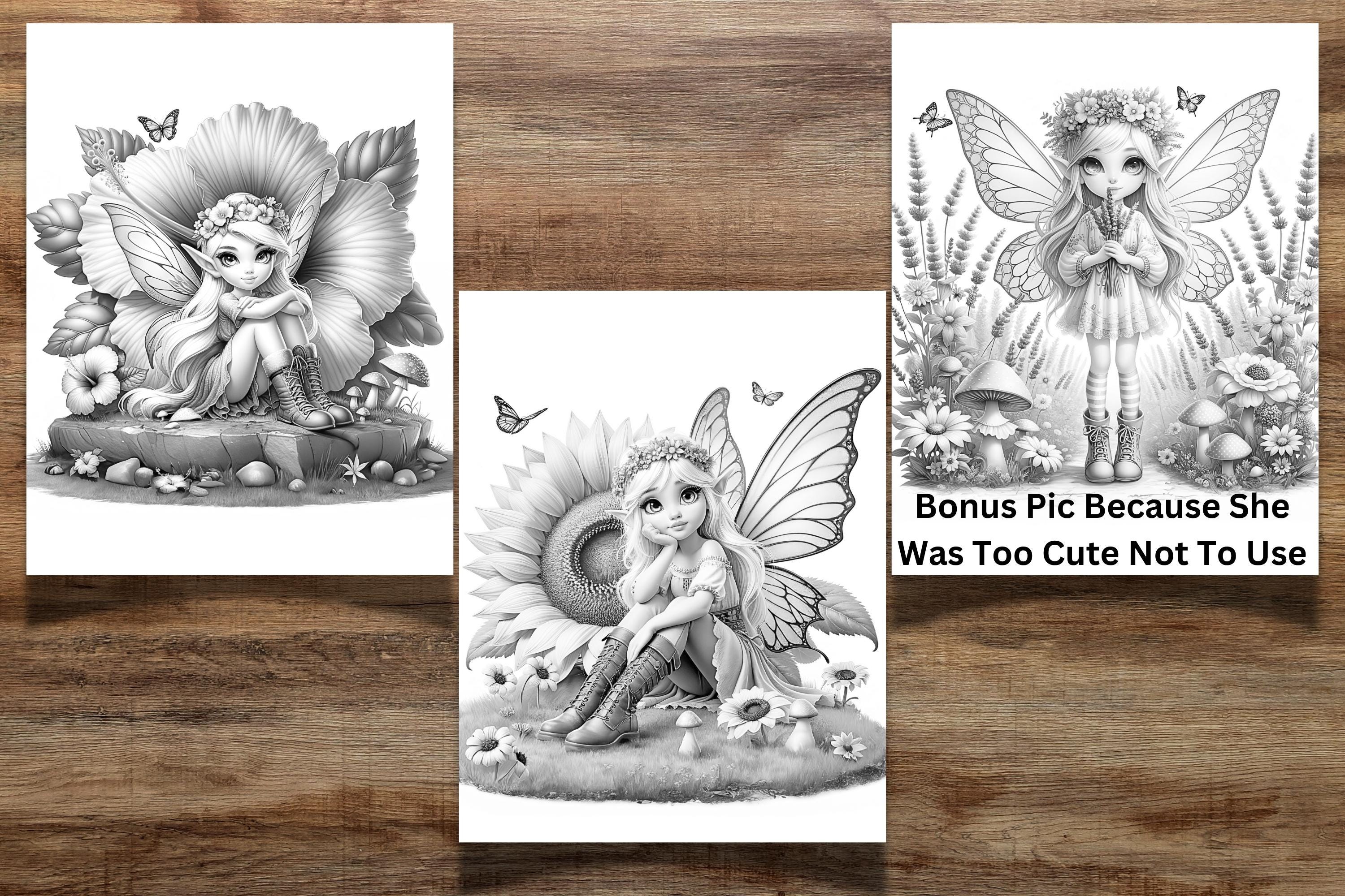 Whimsical Flower Fairies 25 Coloring Pages for Adults and Kids, Fantasy ...