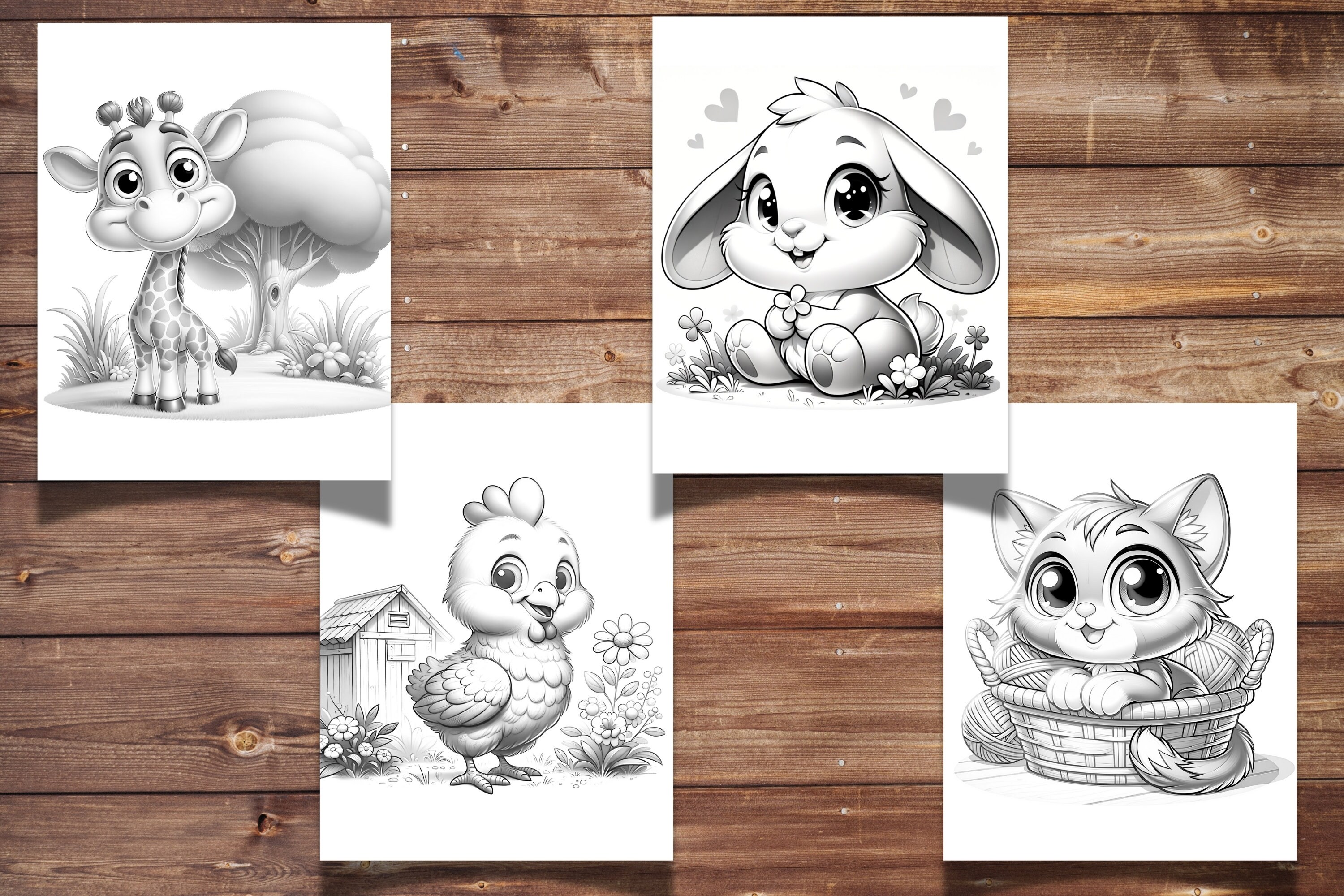 30 Baby Animals Coloring Pages for Kids and Adults, Cute Animals ...