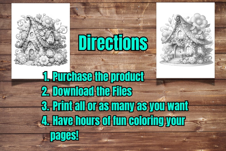 35 Floral Cottages Coloring Pages for Adults and Kids, Whimsical ...