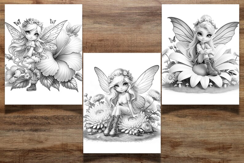 Whimsical Flower Fairies 25 Coloring Pages for Adults and Kids, Fantasy ...